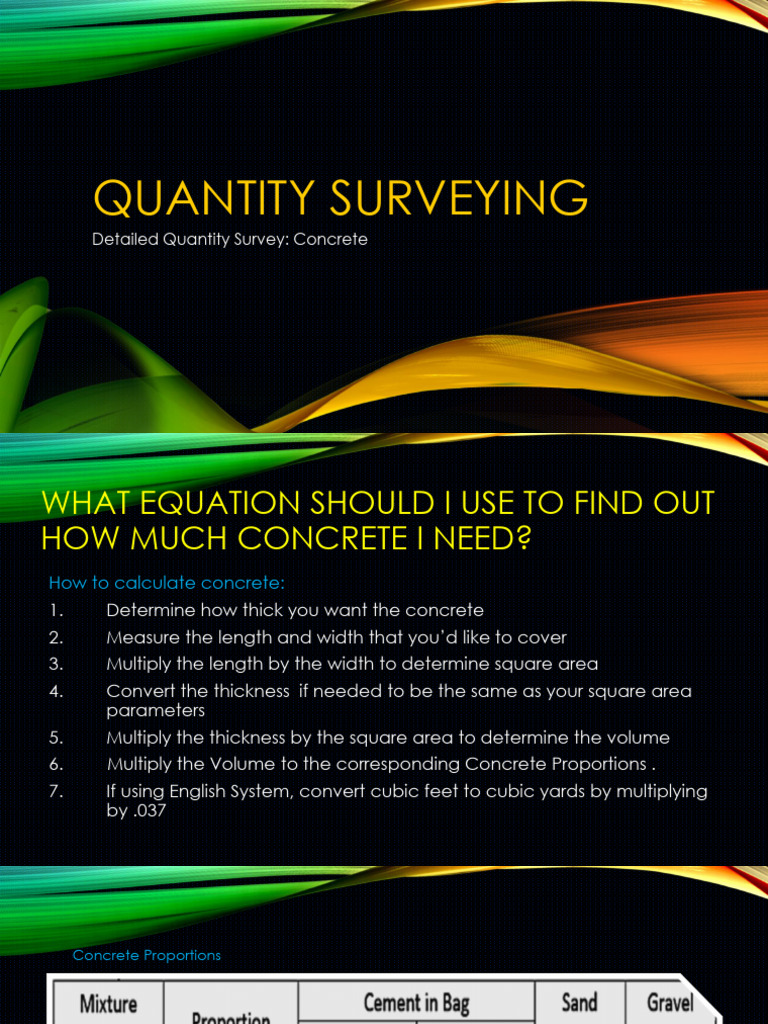Concrete Quantity Estimation Guide | PDF | Area | Beam (Structure)