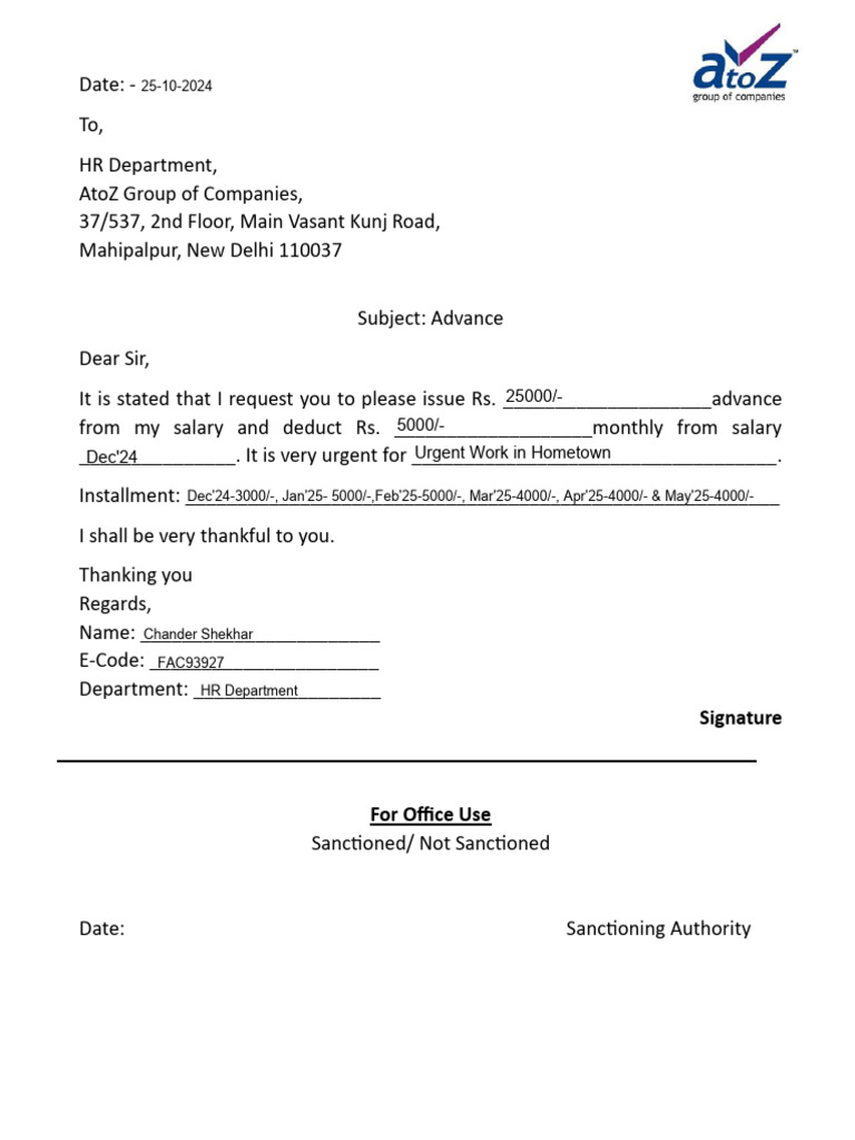 Advance Application | PDF