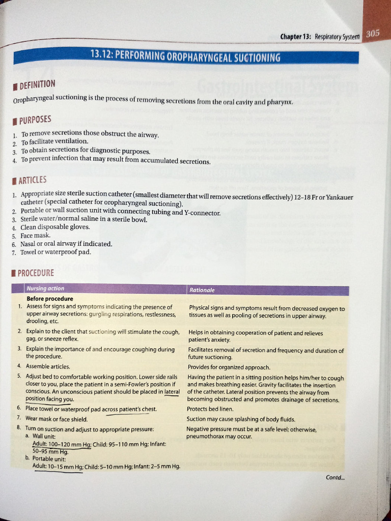 Oropharyngeal Suctioning Procedure Guide | PDF | Respiratory Tract ...