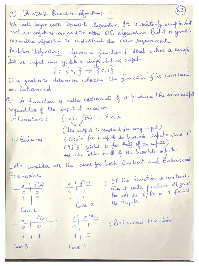 Deutsch Jozsa Algorithm | PDF