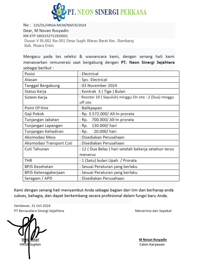 Offering Letter | PDF