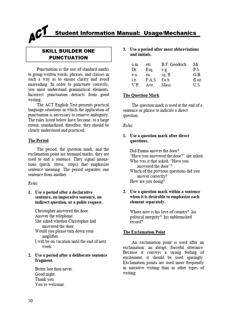 ACT Students' Langauge Handout | PDF | Verb | Adjective