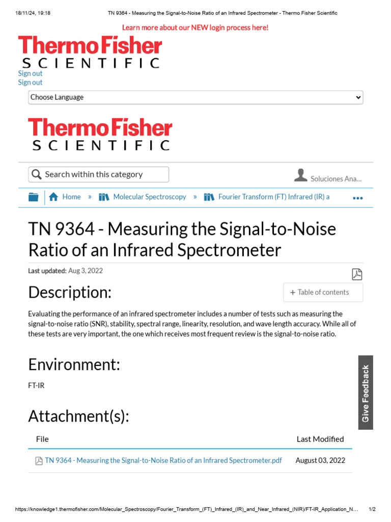 TN 9364 - Measuring The Signal-to-Noise Ratio of An Infrared Spectrometer - Thermo Fisher ...