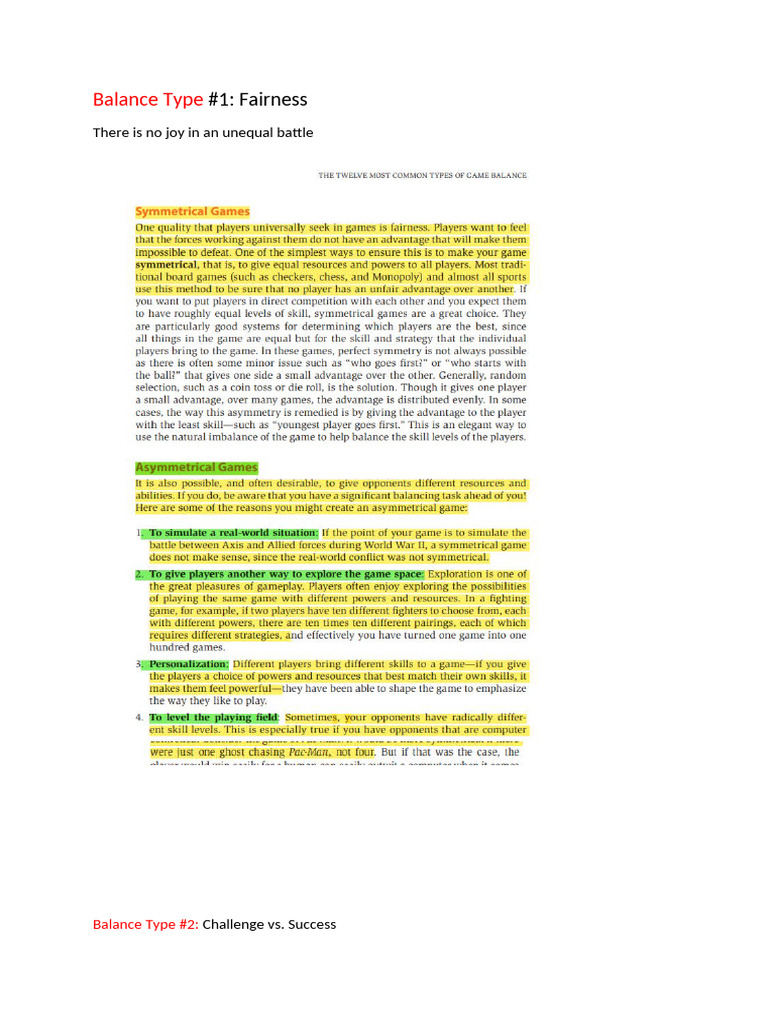 Game Design: Balancing Elements | PDF