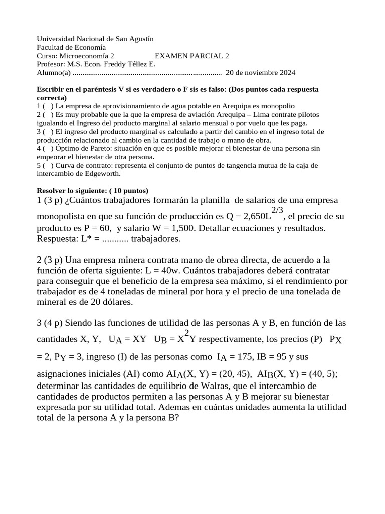 Microecon 2 examen 2 | PDF