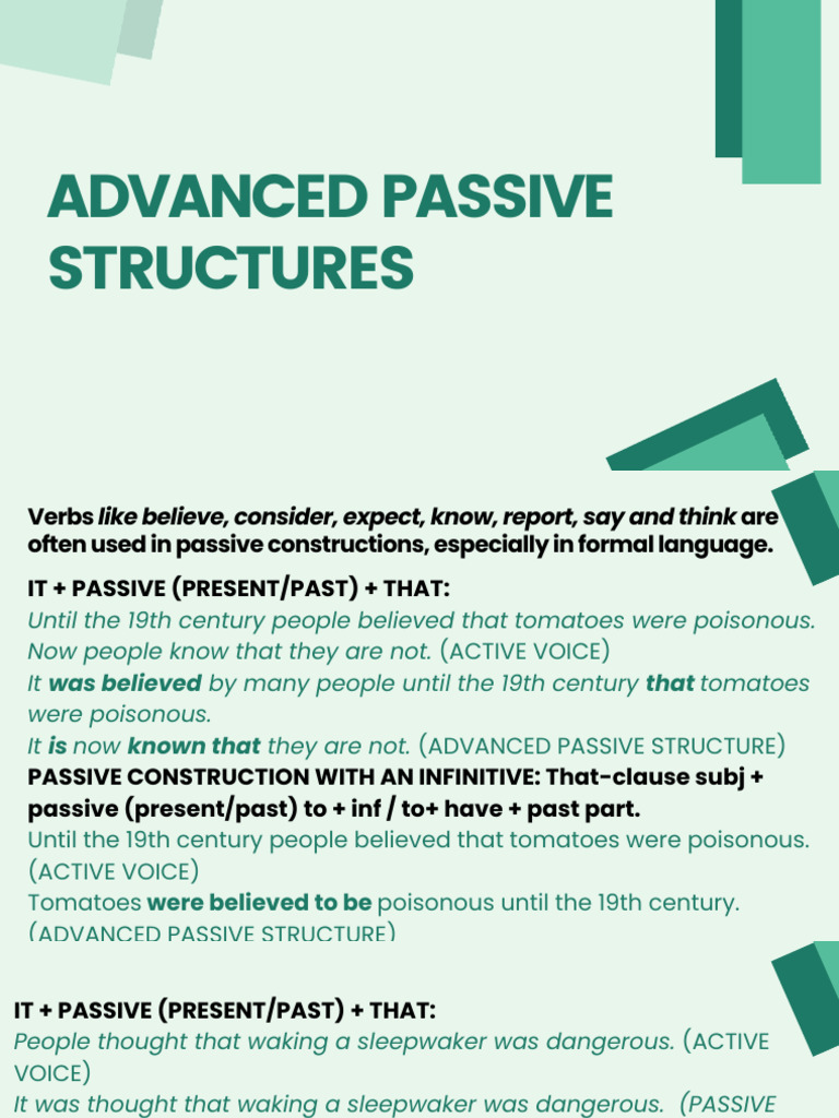 Advanced Passive Structures - 20241003 - 205620 - 0000 | PDF | Verb | Morphology