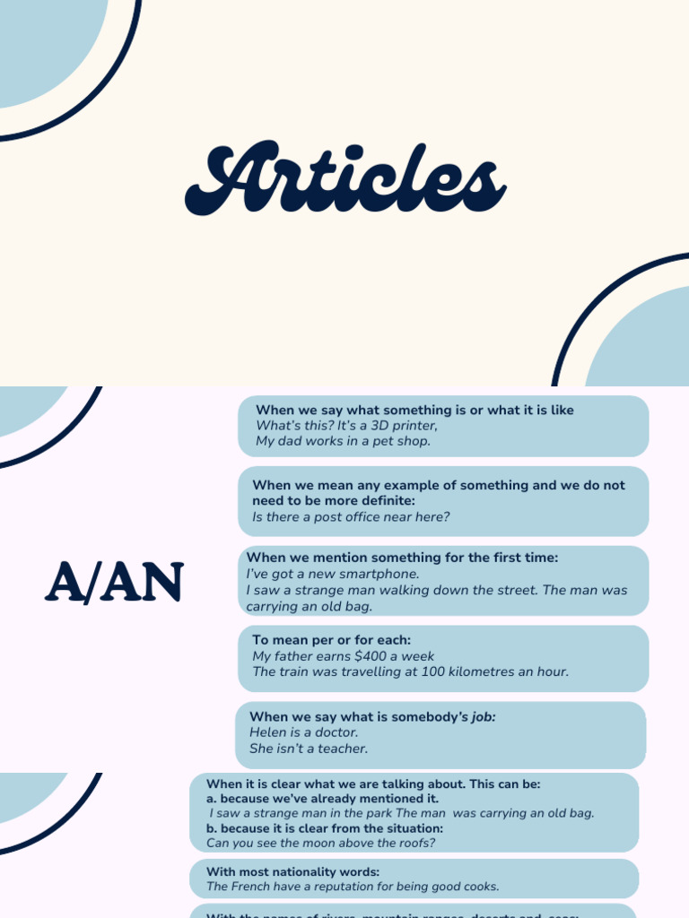 Articles and Quantifiers | PDF | Plural | Noun