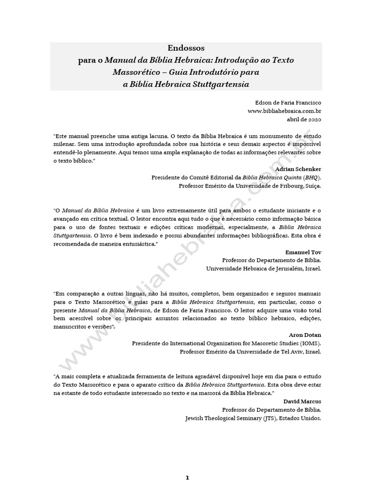 Manual da Bíblia Hebraica: Guia Essencial | PDF | Bíblia | Bíblia hebraica