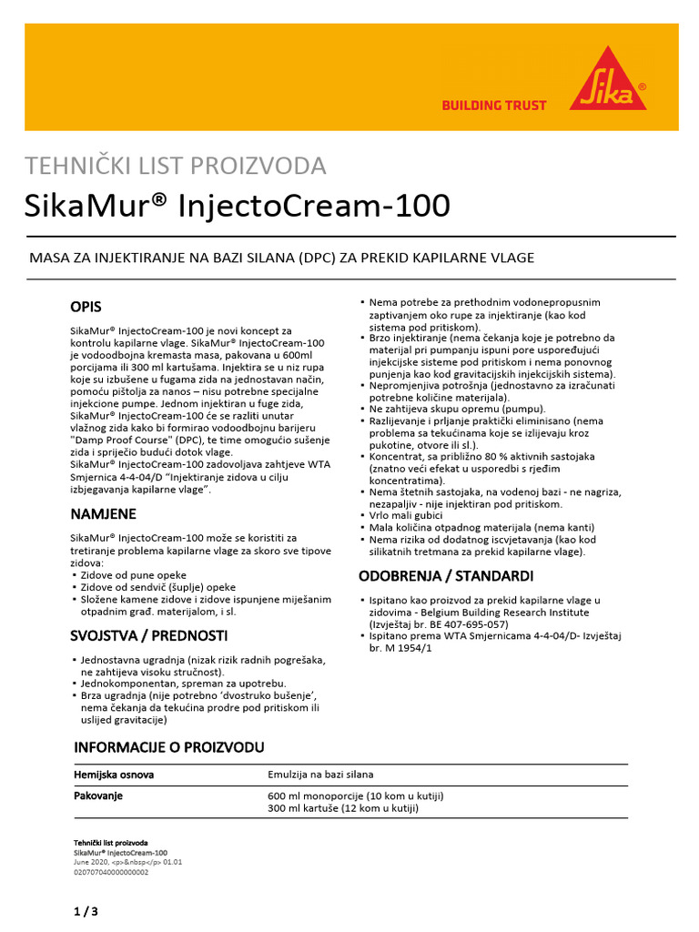 Sikamur Injectocream-100 UPUTSTVO | PDF