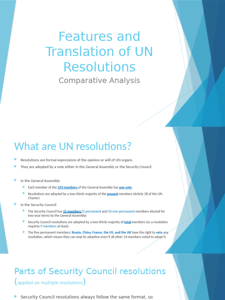 UN Resolutions: Features & Translation Guide | PDF | United Nations ...
