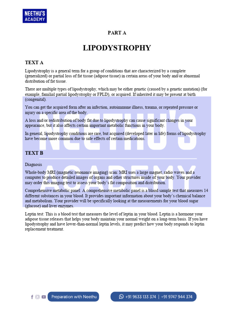 LIPODYSTROPHY | PDF | Adipose Tissue | Causes Of Death