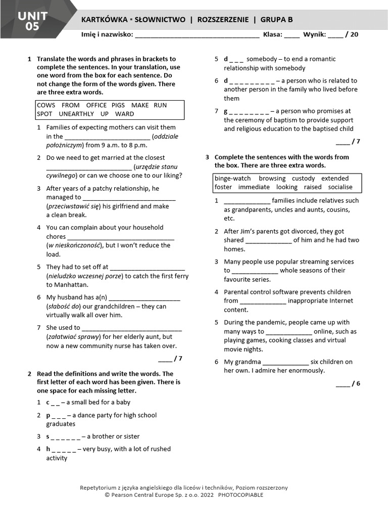 RepetMat U05 Kartk Slow Rozsz B | PDF | Social Institutions | Kinship ...