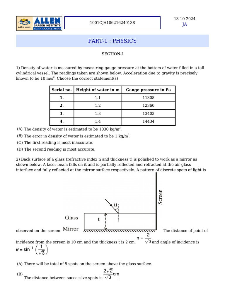 Solution-7 | PDF | Matrix (Mathematics) | Optics