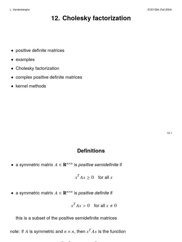 2. Cholesky | PDF | Matrix (Mathematics) | Applied Mathematics