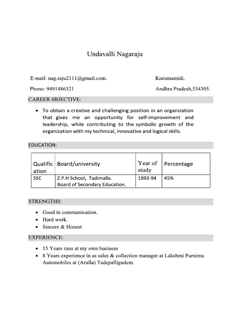 Nagaraju Resume PDF | PDF