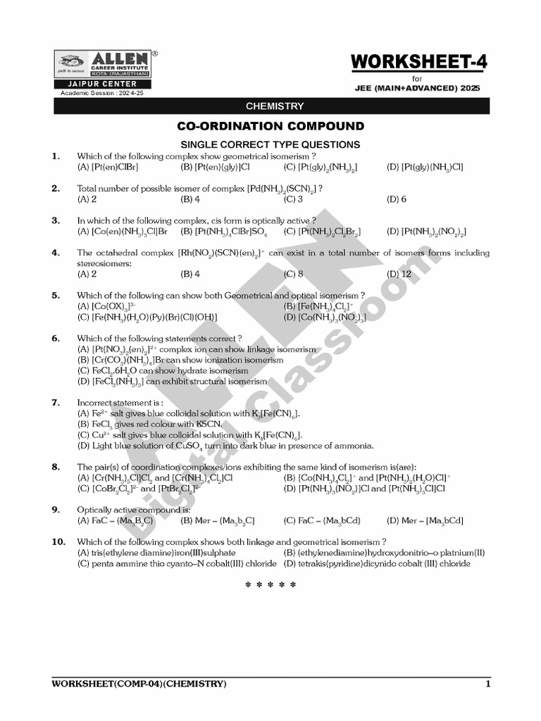 Worksheet - 4 - Coordination - SC | PDF