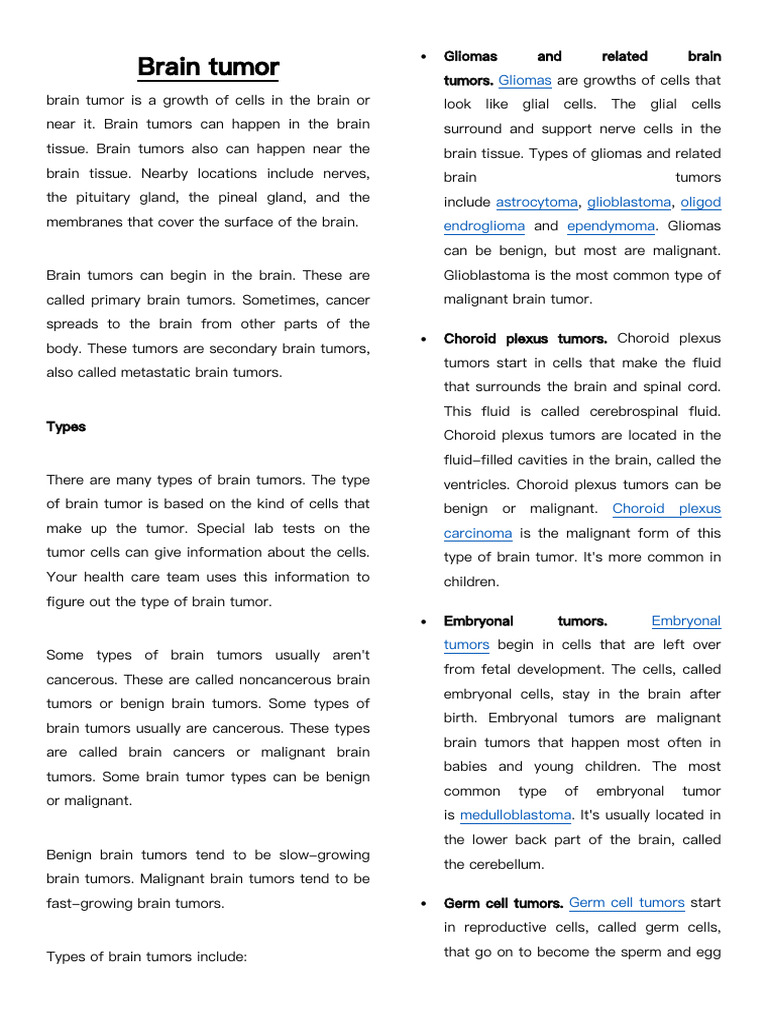 Tumor | PDF | Brain Tumor | Headache