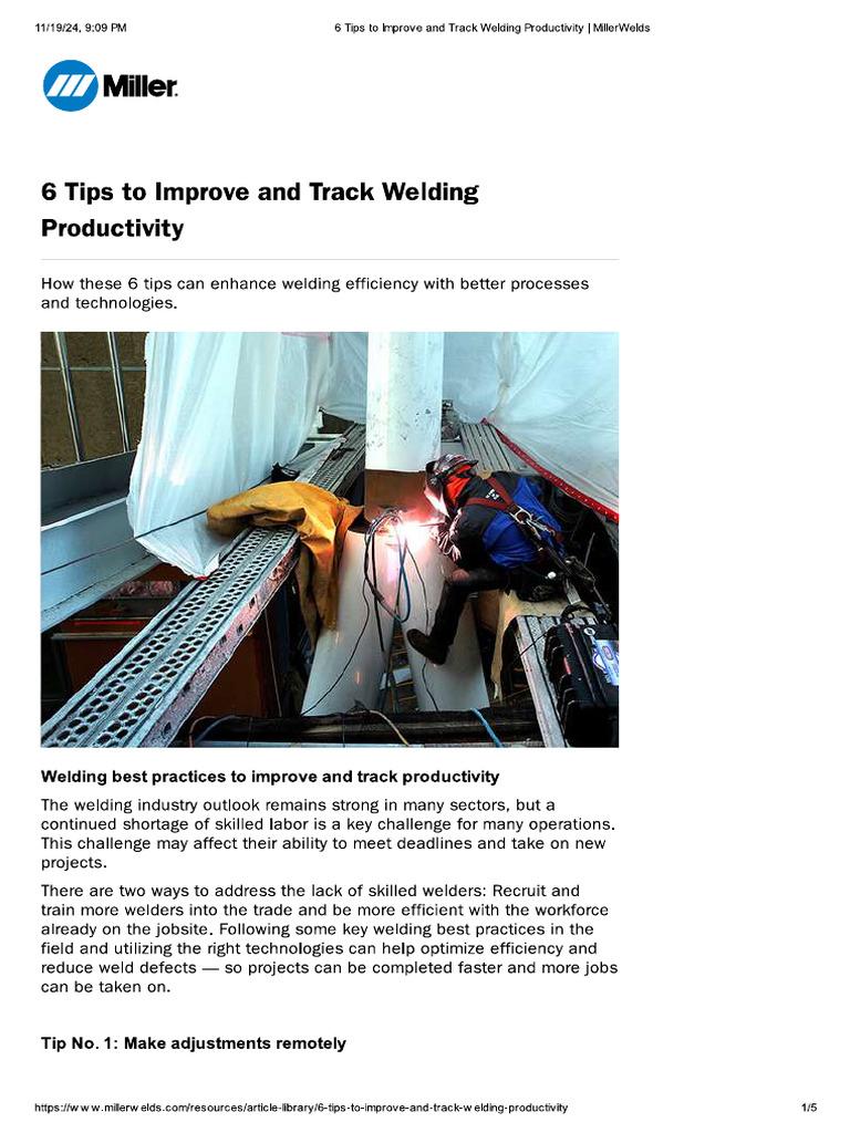 6 Ways To Improve and Track Welding Productivity | PDF