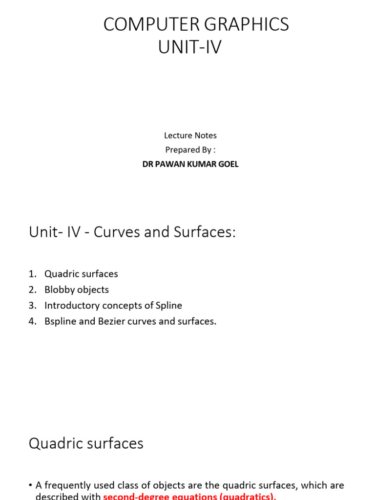 UNIT-4 computer graphics | PDF | Spline (Mathematics) | Curve