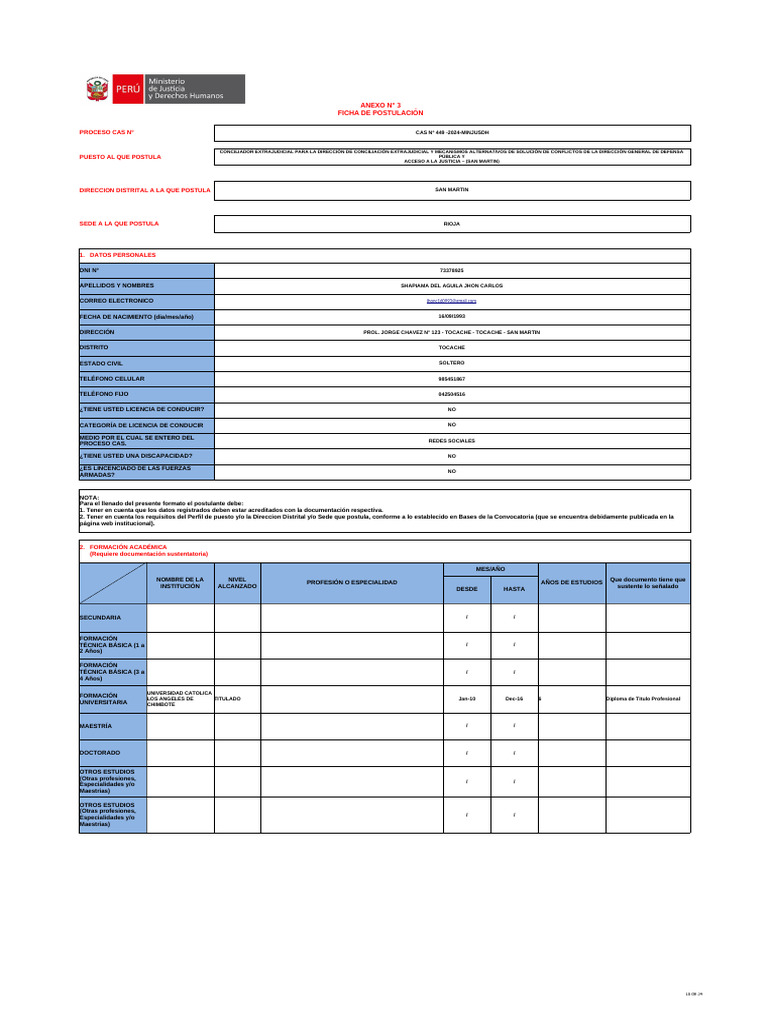 449 Shapiama Del Aguila Jhon Carlos | PDF | Abogado | Documento de identidad