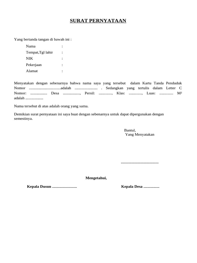 S.P. Beda Nama Letter C-KTP | PDF