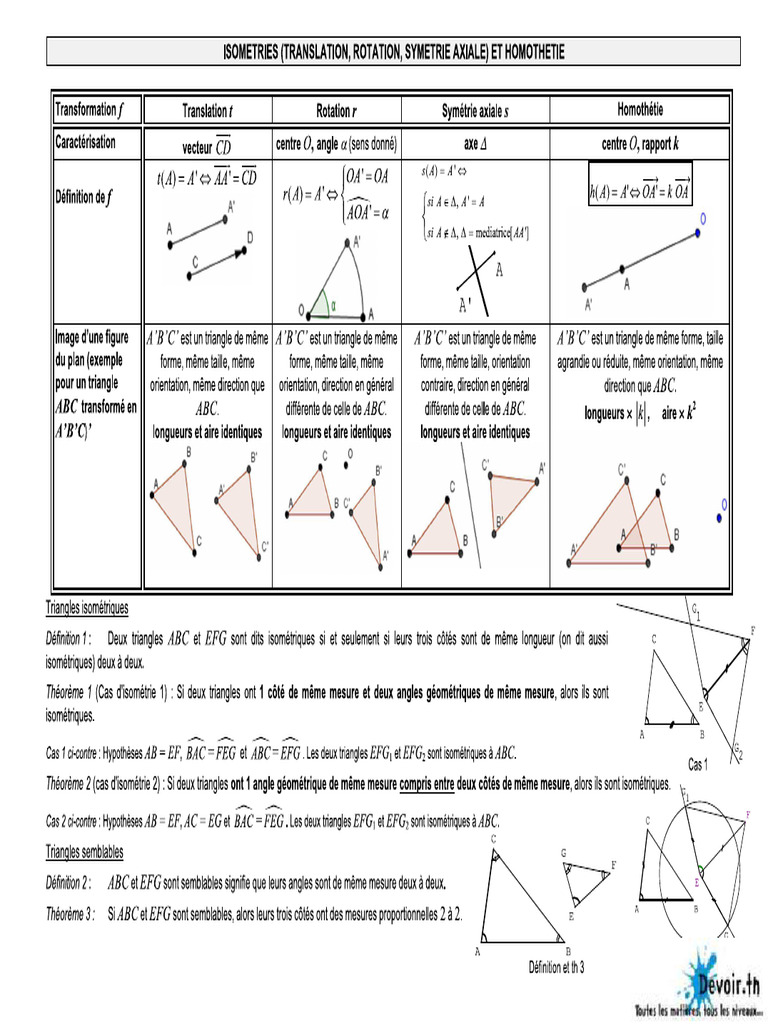 Résumer Isometries 1 | PDF