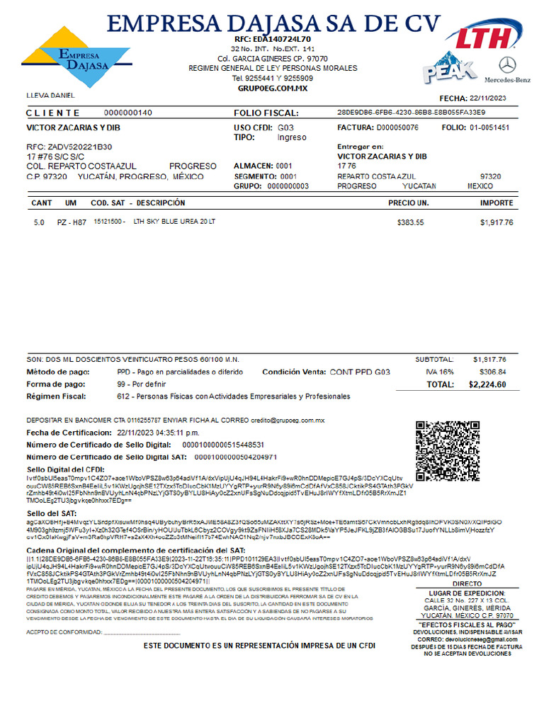 Cfdi D000050076 | PDF