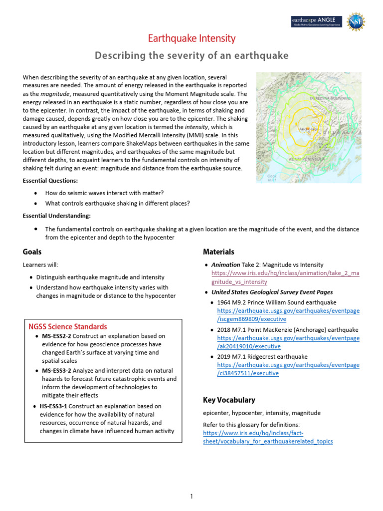Earthquake Magnitude vs. Intensity Explained | PDF | Earthquakes ...