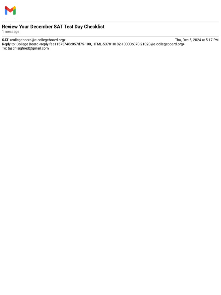 Gmail - Review Your December SAT Test Day Checklist | PDF | Sat ...