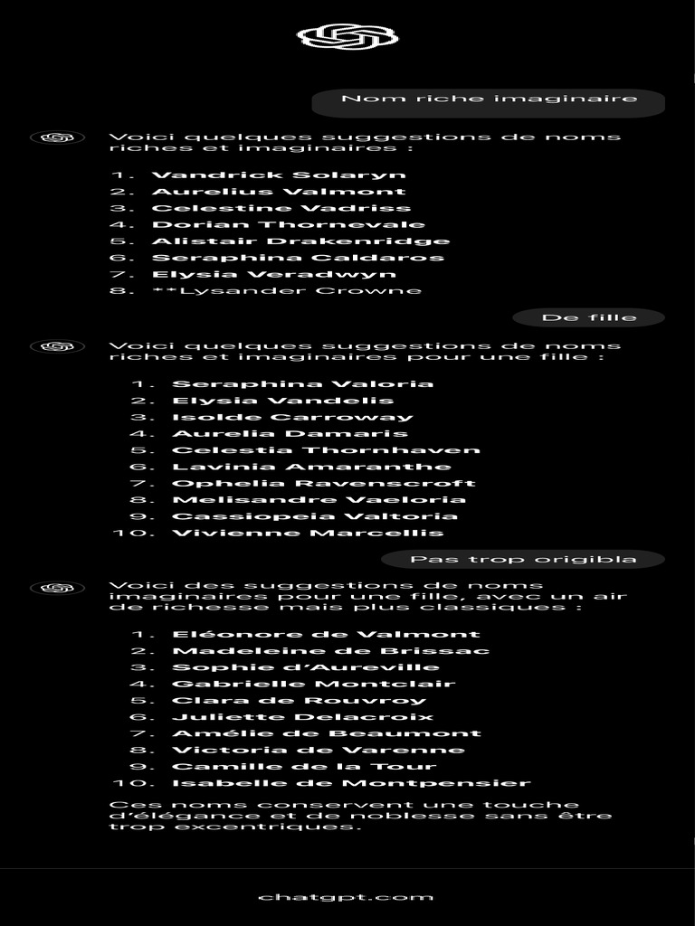 Noms de Filles Imaginaires | PDF