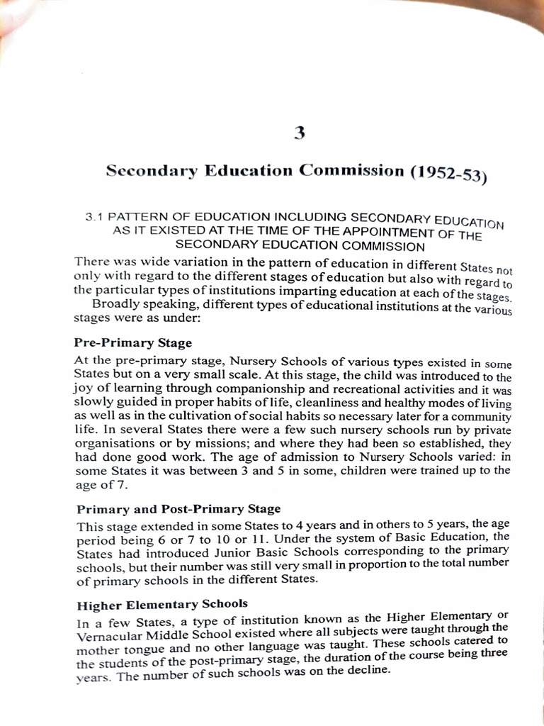 Overview of the 1952-53 Secondary Education Commission | PDF | Teachers ...