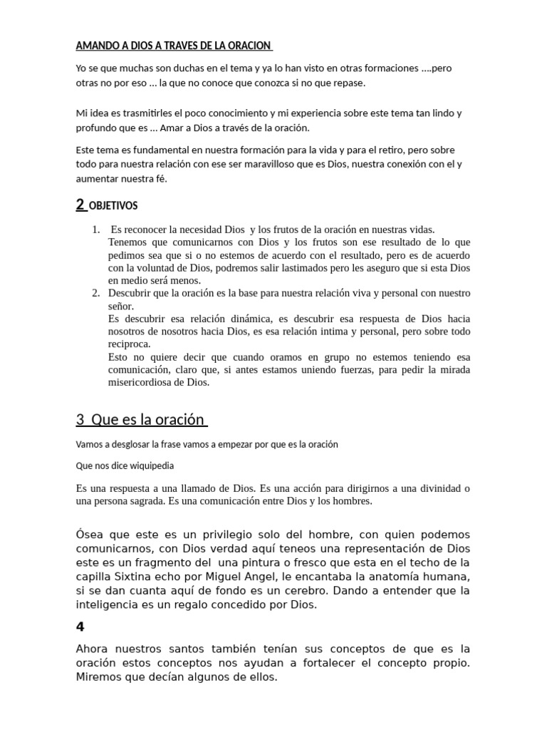 Amando A Dios A Traves de La Oracion | PDF | Oración | orador del Señor