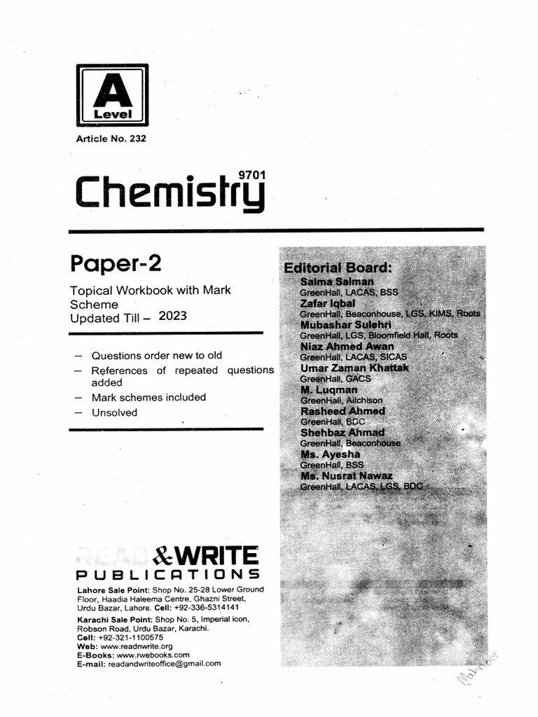 Chemistry Paper 2 9701 | PDF