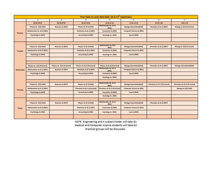 As Time Table Revised September' 24 | PDF | Science