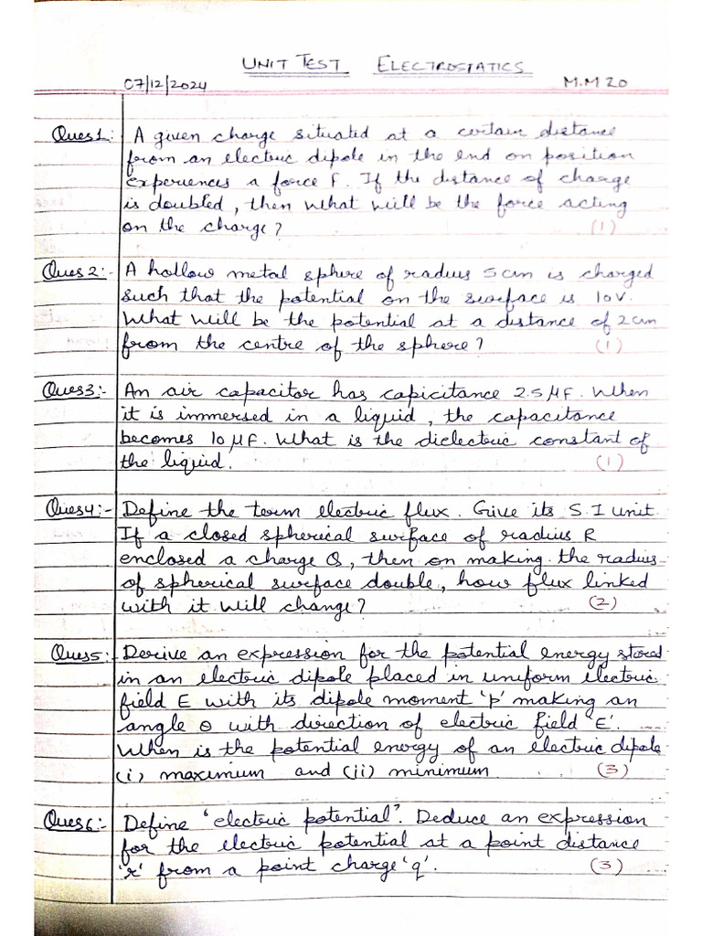 Electrostatic Unit Test | PDF