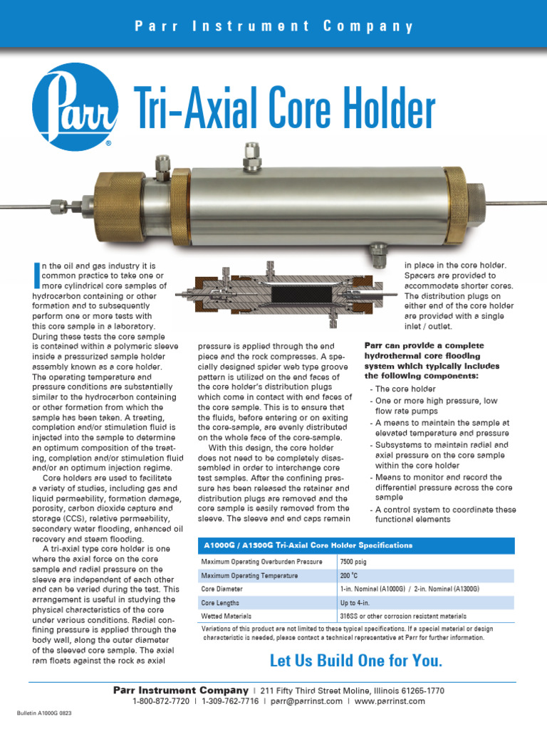 A1000GMB Parr Tri-Axial-Core-Holder Literature | PDF | Carbon Capture ...