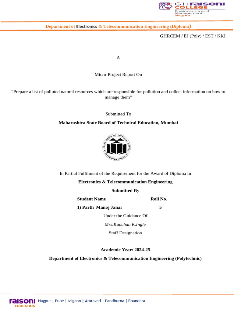 Microproject EST PARTH | PDF | Water Pollution | Air Pollution