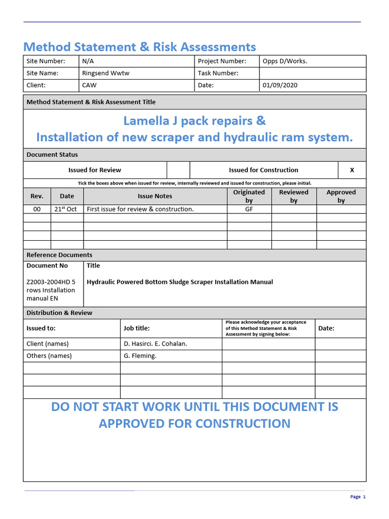 Method Statement & Risk Assessments | PDF | Risk | Personal Protective ...