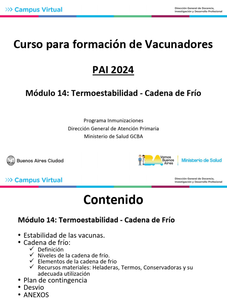 13 - Modulo PAI - Cadena de Frío | PDF | Refrigerador | Vacunas