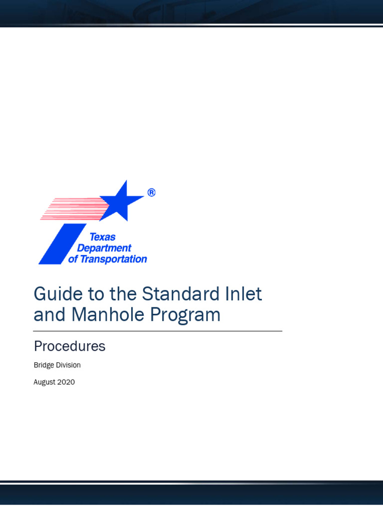 TxDOT Standard Inlet & Manhole Guide | PDF | Pipe (Fluid Conveyance ...