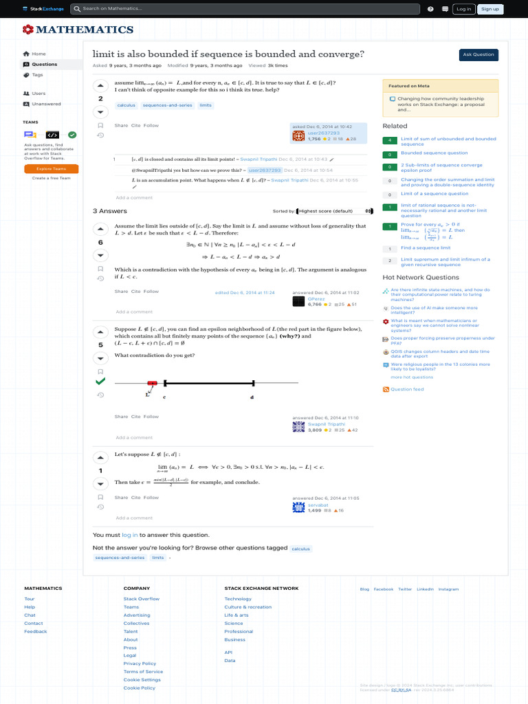 Calculus - Limit Is Also Bounded If Sequence Is Bounded and Converges? | PDF | Sequence ...
