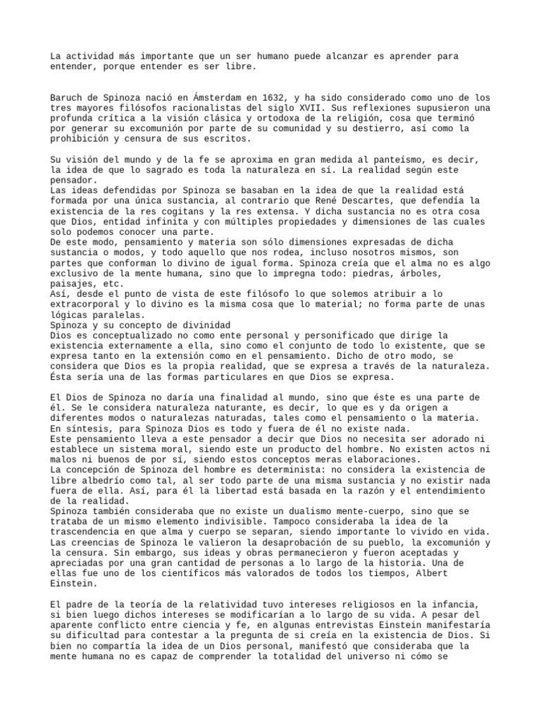 Baruch de Spinoza | PDF | Baruch Spinoza | Teoría de sustancias