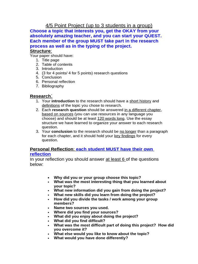 4-5 points project instructions | PDF