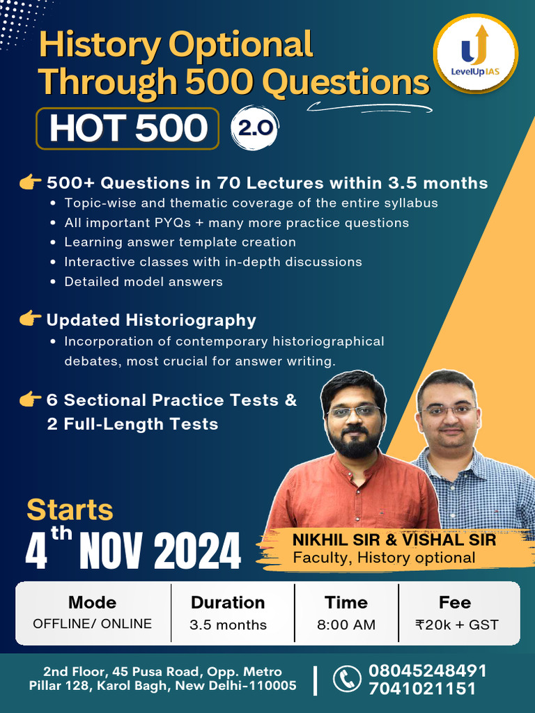 History Optional HOT 500 Course 2024 | PDF | Mughal Empire | Mahatma Gandhi