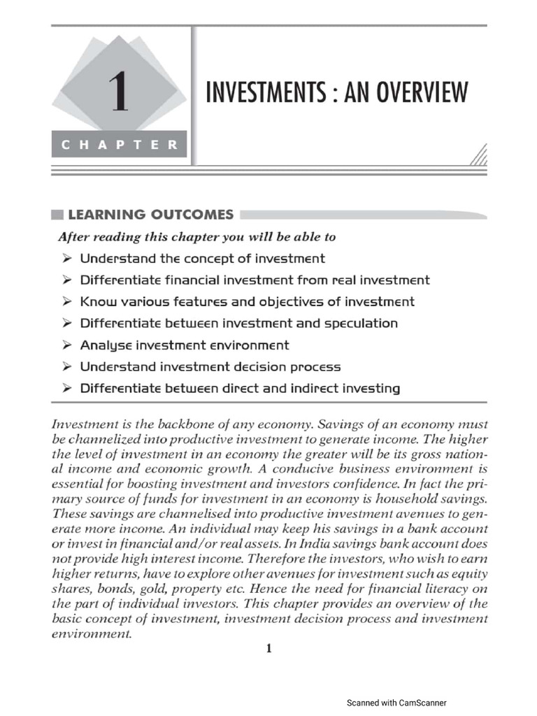 UNIT 1 - Basics of Investment | PDF