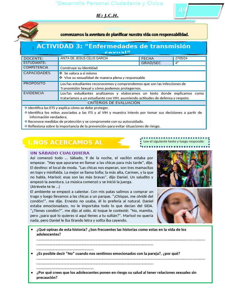 4° DPCC -ACTV.03-UNID.3 2024 (1) (1) | PDF | Infección transmitida sexualmente | VIH / SIDA