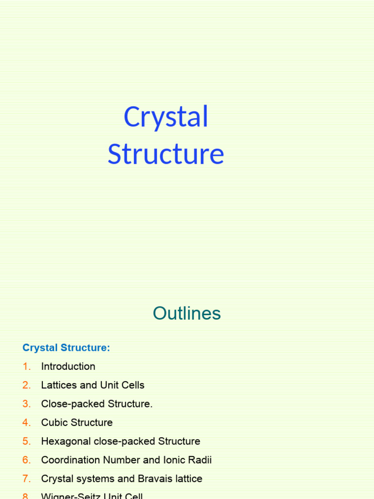 Chapter 1 - Crystal Structure | PDF | Crystal Structure | Crystal