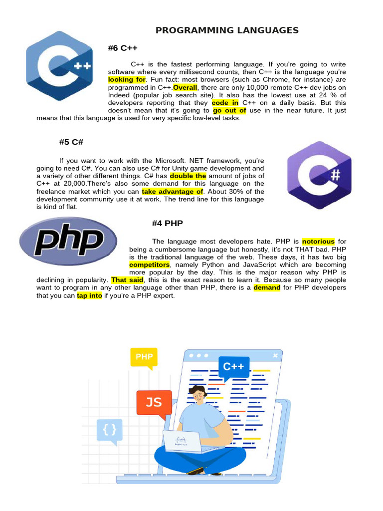 Programing languages texto e exercícios english for tech book comparativos e superlativos | PDF ...