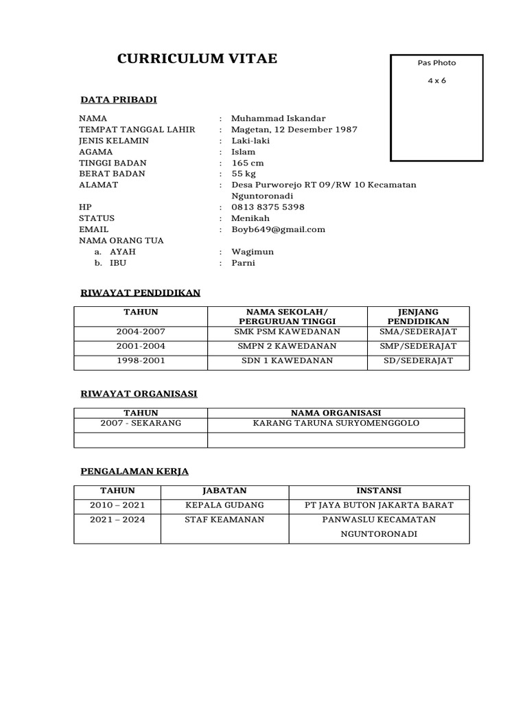 Contoh Format CV | PDF
