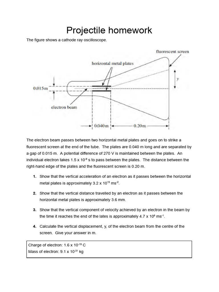 Projectile Homework | PDF
